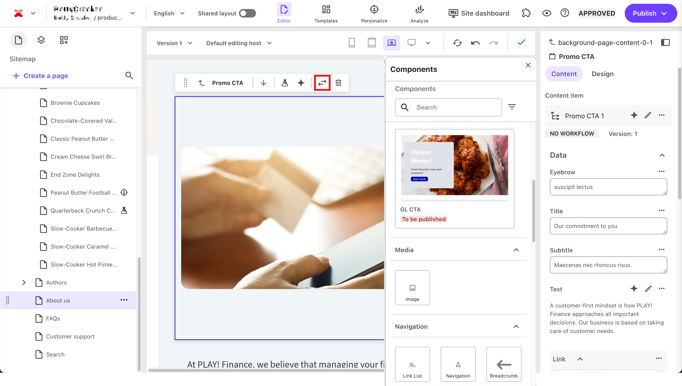Swap one component for another on the Page builder canvas, plus more improvements | SitecoreAI ...