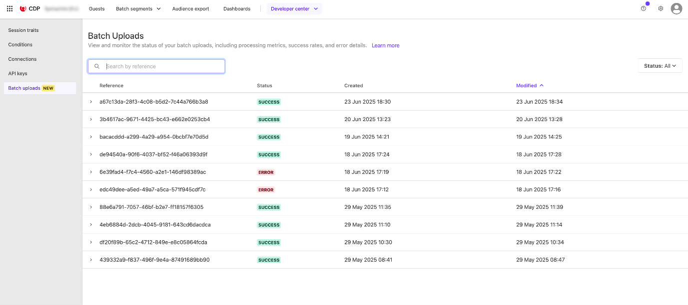 Batch uploads in the CDP user interface and new API endpoints | CDP ...