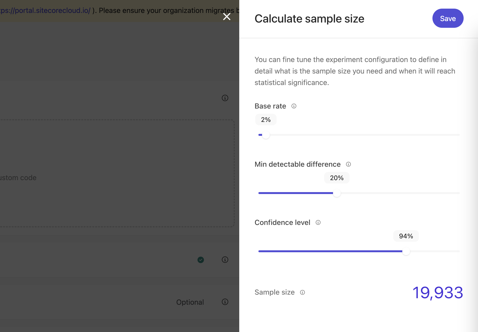 Minimum and maximum limits for sample size calculator parameters ...